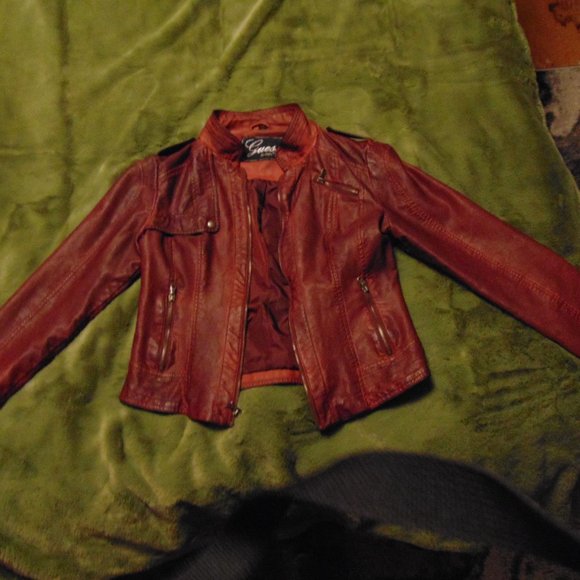 Guess | Jackets & Coats | Medium Guess Red Leather Jacket | Poshmark